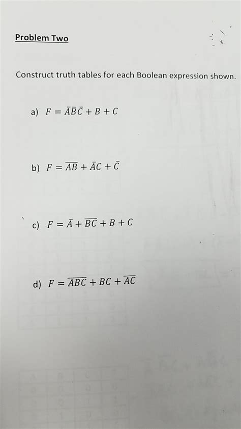 Solved Problem Two Construct Truth Tables For Each Boolean