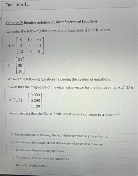 solved question 11 problem 2 iterative solution of linear