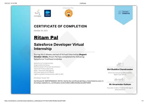 Ritam Pal On Linkedin Smartinternz Salesforce Skilledonsalesforce Thesmartbridge Aicte…