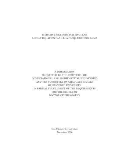 Iterative Methods For Singular Linear Equations And Least Squares
