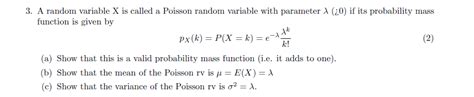 Solved 3 A Random Variable X Is Called A Poisson Random