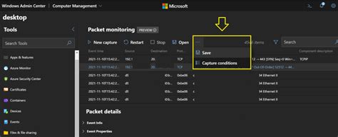 Windows Admin Center 2110 Packet Monitoring Preview Extension Wac