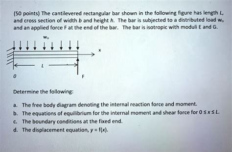 Points The Cantilevered Rectangular Bar Shown In The Following Figure Has Length L And