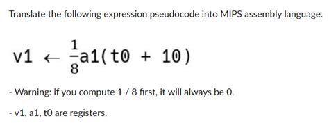 Solved Translate The Following Expression Pseudocode Into