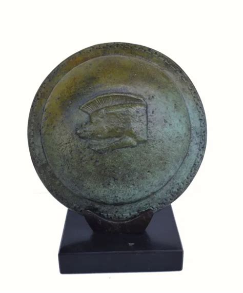 WILD BOAR SHIELD Bronze Miniature Marble Based Artifact 176 96