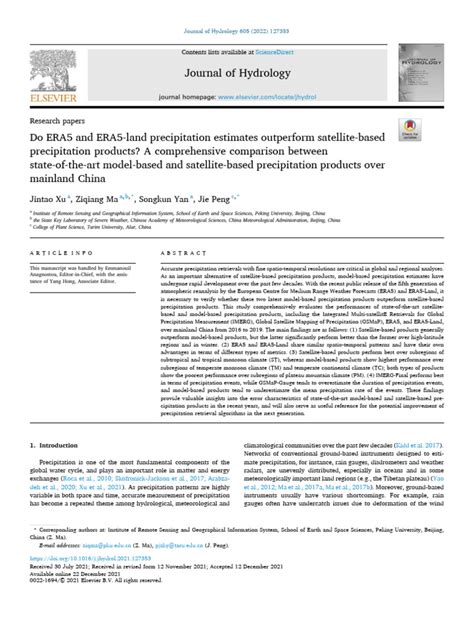 Journal Of Hydrology Research Papers Pdf Precipitation Climate