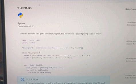Turing Select One Python Question 4 Of 30 Studyx