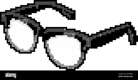 Internet Computer Glasses Game Pixel Art Vector Illustration Stock