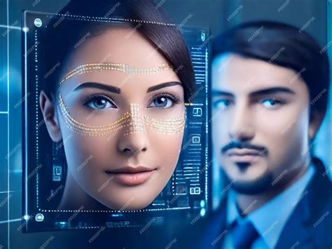 Premium Photo Implementation Of Computer Vision Facial Recognition Online Access Business Data