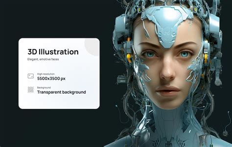 Premium Psd Awebpagewiththewordsgenerate3dwithaiandroidgirlhumanoid