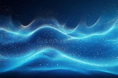 abstract blue particle wave points array technology digital splash