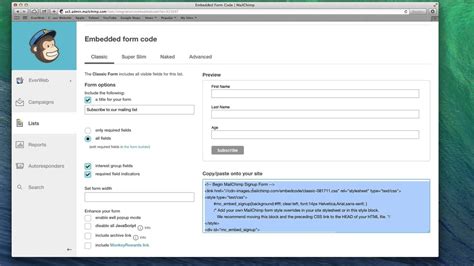 Adding A Mailing List Sign Up Form Using Mailchimp Everweb Third Party Add Ons Youtube