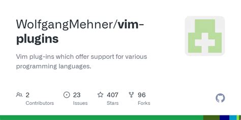 GitHub WolfgangMehner Vim Plugins Vim Plug Ins Which Offer Support For Various Programming