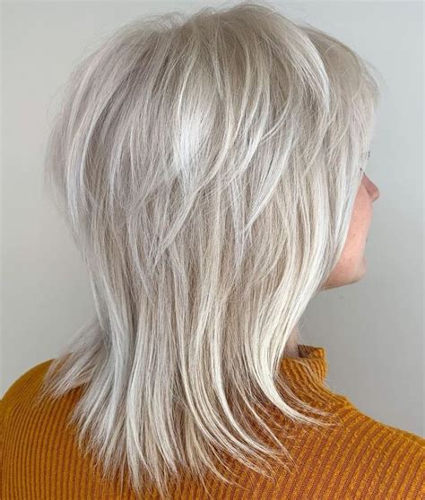 Silver White Wispy Hairstyle Medium Hair Cuts Medium Length Hair