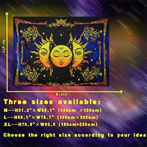 Rajahubri Sun And Moon Tapestry Psychedelic Celestial Wall Tapestry