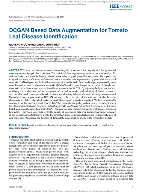 pdf dcgan based data augmentation for tomato leaf disease identification