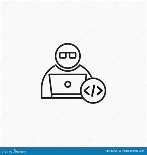 Programmerline In Thin Line Black Color Flat Simple Vector Symbols Illustration Stock Vector