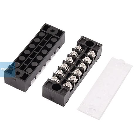 2 Pcs 600v 15a 6p Dual Row Electric Barrier Terminal Block Cable Connector Bar In Connectors