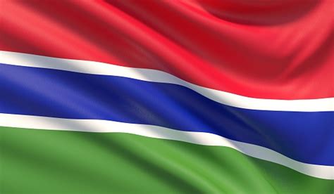 감비아의 국기입니다 매우 상세한 직물 질감을 흔들었다 3d 그림입니다 0명에 대한 스톡 사진 및 기타 이미지 0명 3차원