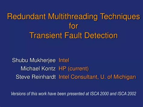 ppt redundant multithreading techniques for transient fault detection powerpoint presentation
