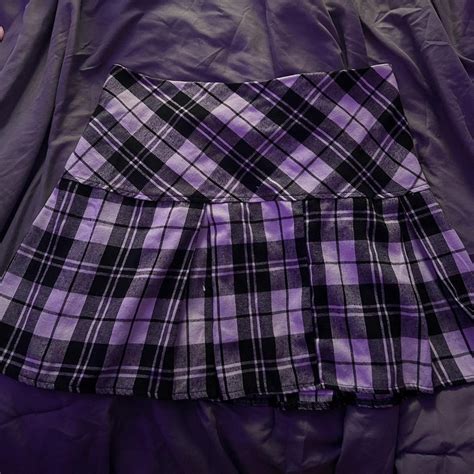 Black And White Plaid Mini Skirt Fits Like A L Depop