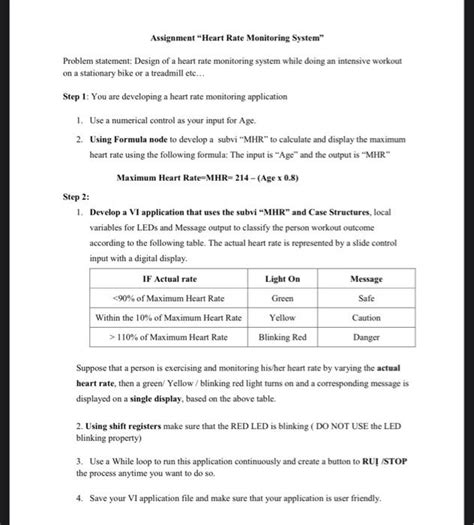 Assignment Heart Rate Monitoring System Problem