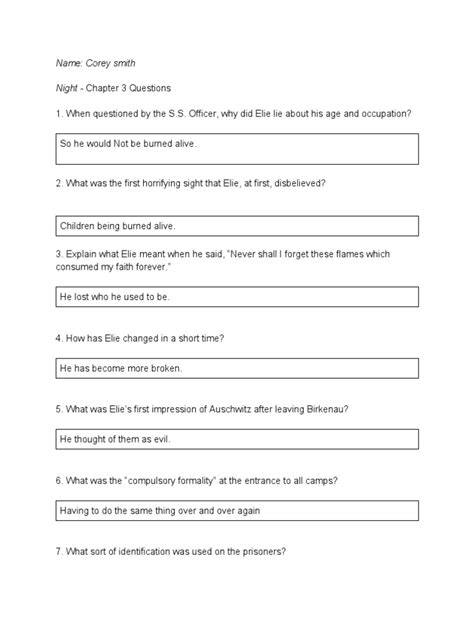 Night Chapter 3 Questions Pdf