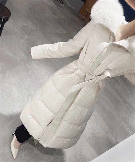 11일까지 7 프로 신상 할인 프리미엄 울 오리털 리얼 폭스 배색 벨트 롱 패딩 에이블리