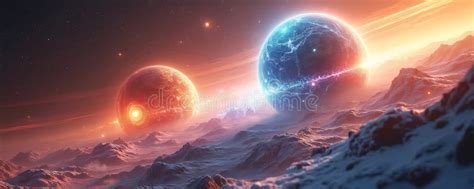 Illustration Shows Quantum Entanglement Concept Two Planets Connected By Glowing Quantum