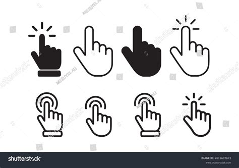 Mouse Click Cursor Set Hand Cursor Stock Vector Royalty Free