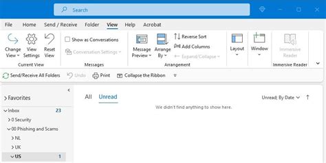 outlook folder indicating unread messages but no messages are shown microsoft community