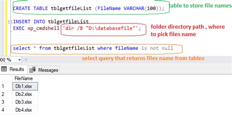 Sql Query To Get The List Of Files In A Folder In Sql Sql Bi Tutorials