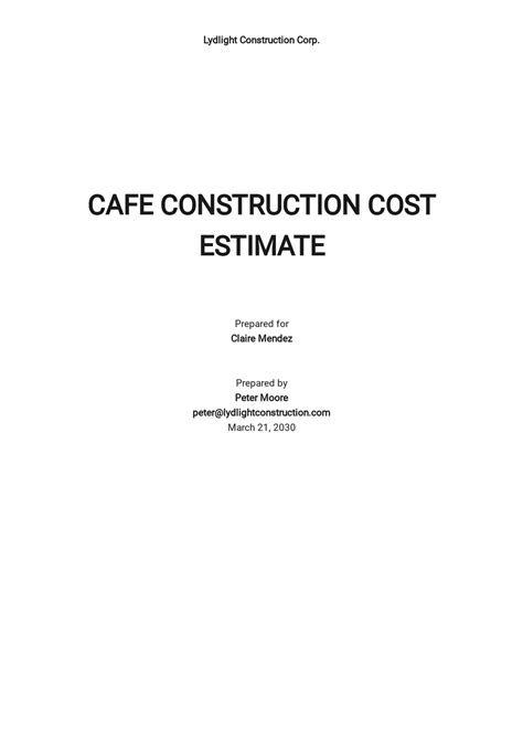 Free Basic Construction Cost Estimate Template Google Docs Google Sheets Excel Word Apple