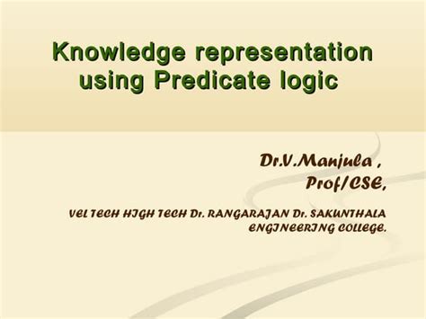 L03 Ai Knowledge Representation Using Logic Ppt Programming