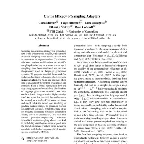 On The Efficacy Of Sampling Adapters Acl Anthology