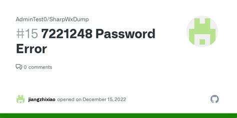 Password Error Issue AdminTest SharpWxDump GitHub