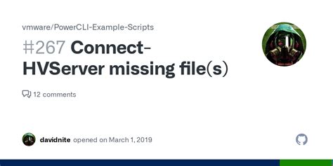 Connect Hvserver Missing Files · Issue 267 · Vmwarepowercli Example Scripts · Github