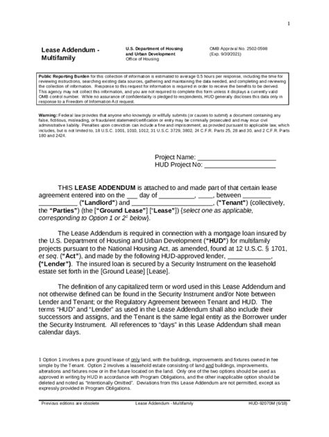 Lease Addendum Hud U S 139 59 185 163 Doc Template PdfFiller