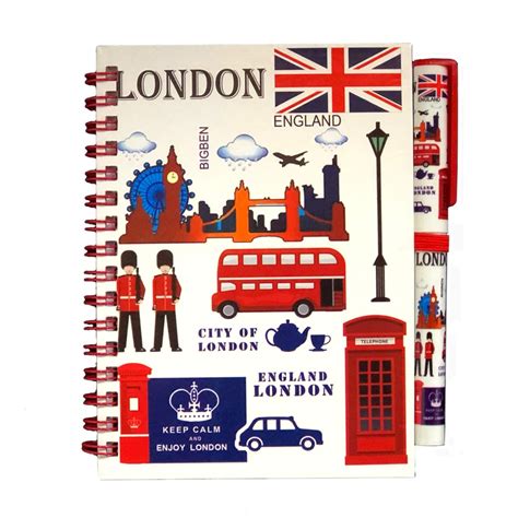 London Souvenir Notebook With Pen British England Icons Notepad A Size Notebook Notepad Pen
