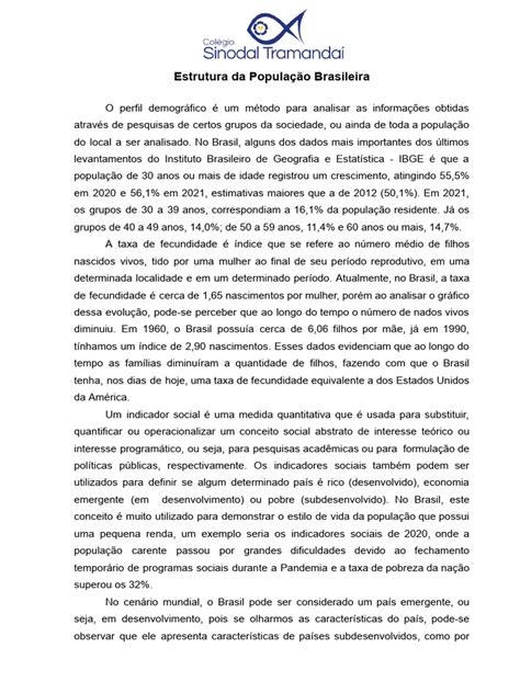 Estrutura Da População Brasileira Fernando Canabarro Pdf País Em