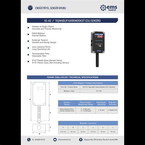 Ems Kontrol Taşınabilir Karbondioksit Sensörü Fiyatı