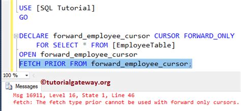 Forwardonly Cursor In Sql Server