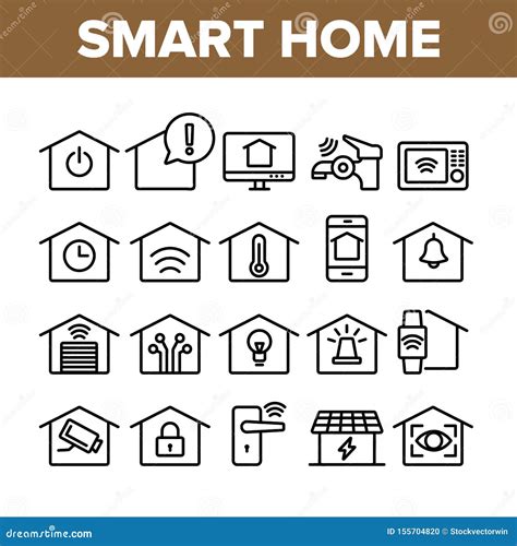 Collection Smart Home Thin Line Icons Set Vector Stock Vector