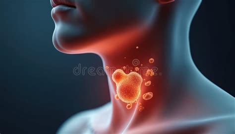 3d Medical Illustration Thyroid Cancer Cells Within Human Neck Tumors