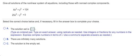 Solved Give All Solutions Of The Nonlinear System Of Chegg Com