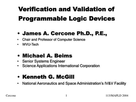 Ppt Verification And Validation Of Programmable Logic Devices