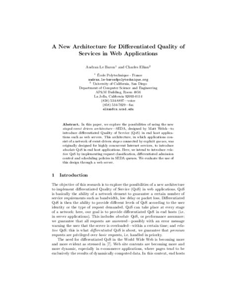 Pdf A New Architecture For Differentiated Quality Of Services In Web Applications Charles