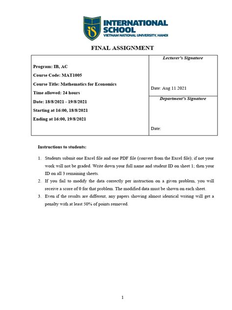 Final Assignment Mat1005 S3 20 21 Pdf Mathematical Optimization