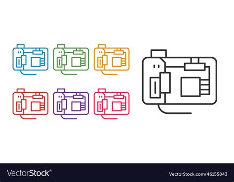 Set Line Electronic Computer Components Royalty Free Vector