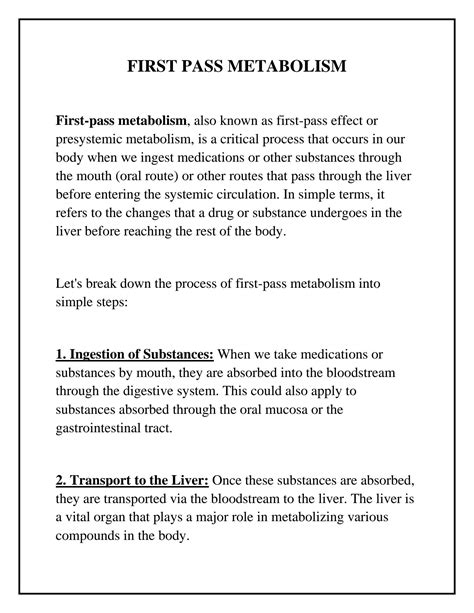 Solution First Pass Metabolism And Factors Affecting First Pass